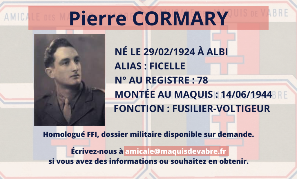 Pierre Cormary (1924-2001) – Amicale des Maquis de Vabre